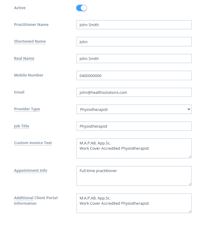 Adding and Editing Practitioners