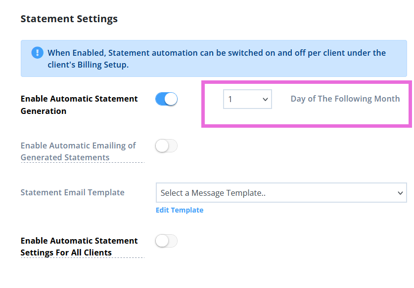 Automatic Statement Generation and Sending