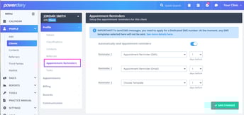 Editing Reminders for Individual Clients