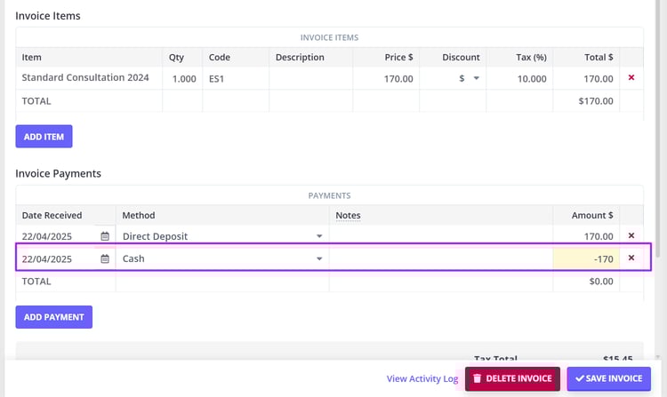 Refunding An Invoice