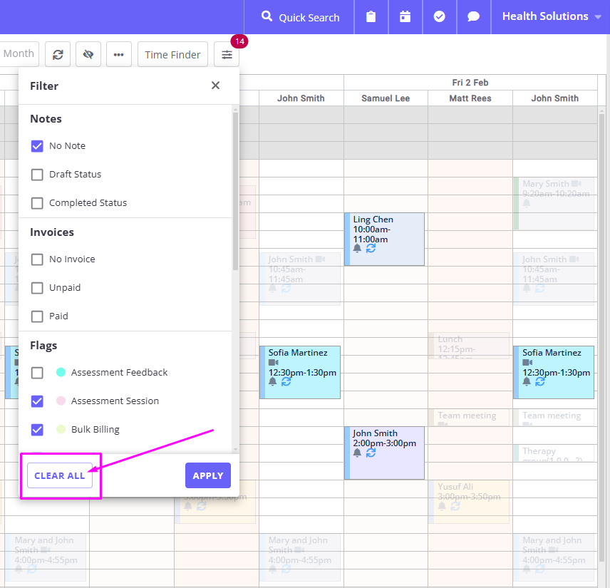 Using Calendar Filters