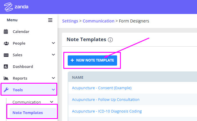 Creating a Session Note Template
