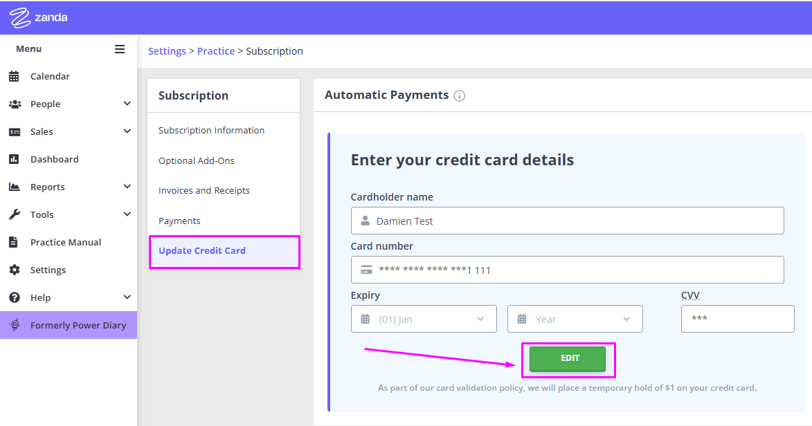 Updating Your Credit or Debit Card Details