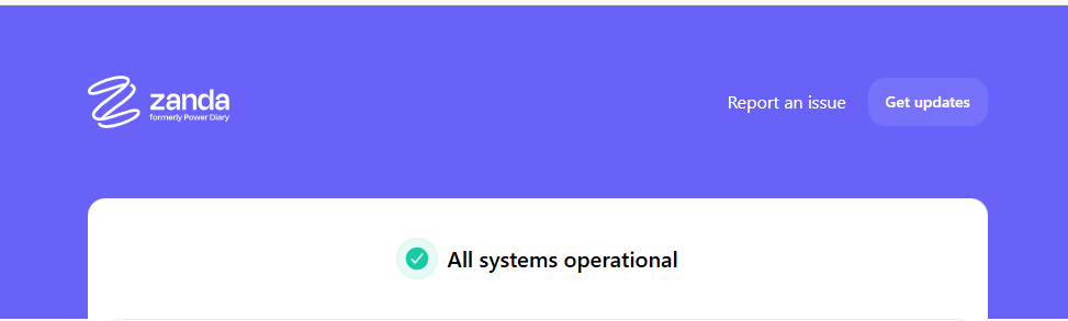 Zanda System Status Page