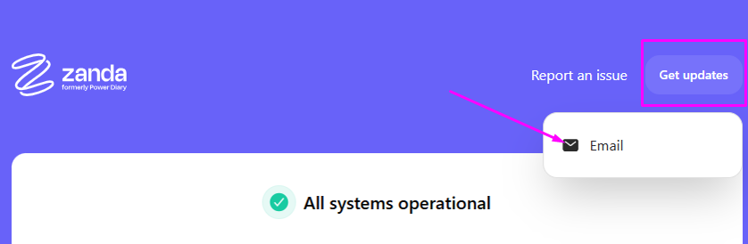 Zanda System Status Page