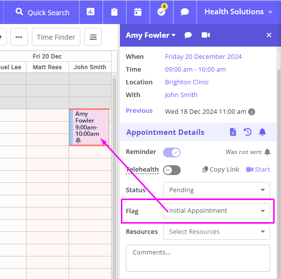 Using Coloured Appointment Flags