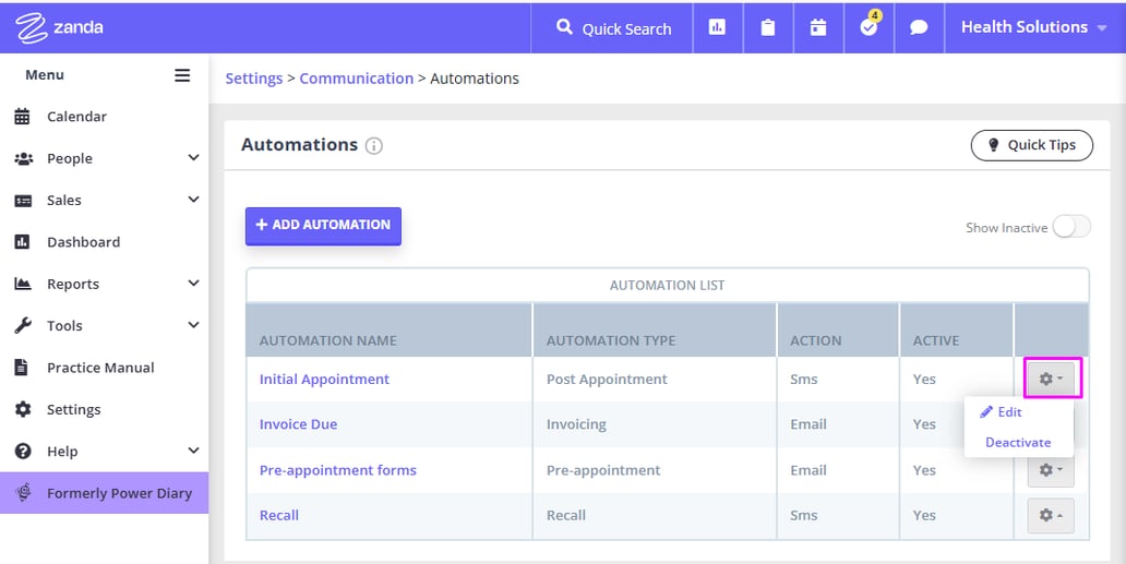 Managing Automations
