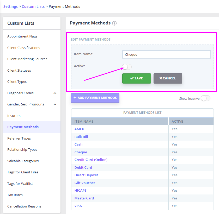 Managing Payment Methods