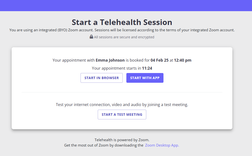 Managing Zoom BYO Telehealth Sessions