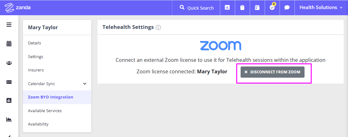 Managing Zoom BYO Telehealth Sessions
