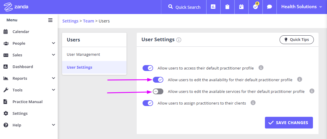 Account User Settings