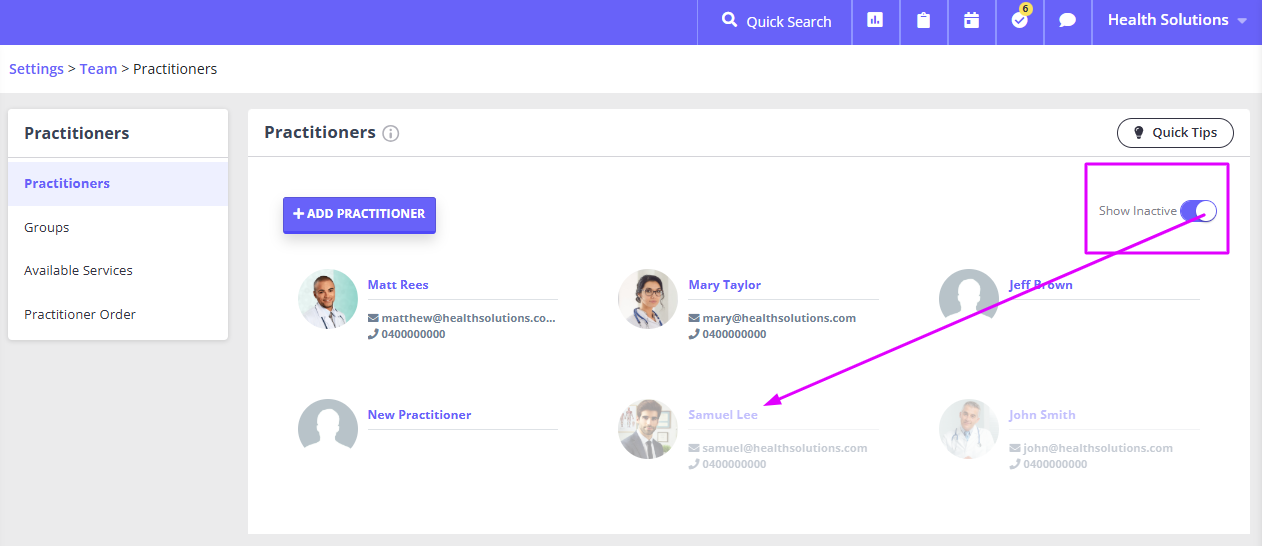 Adding and Editing Practitioners