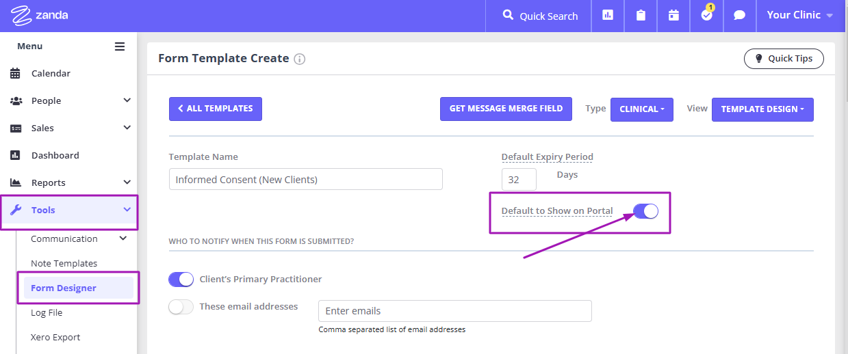Sending Online Forms to Clients