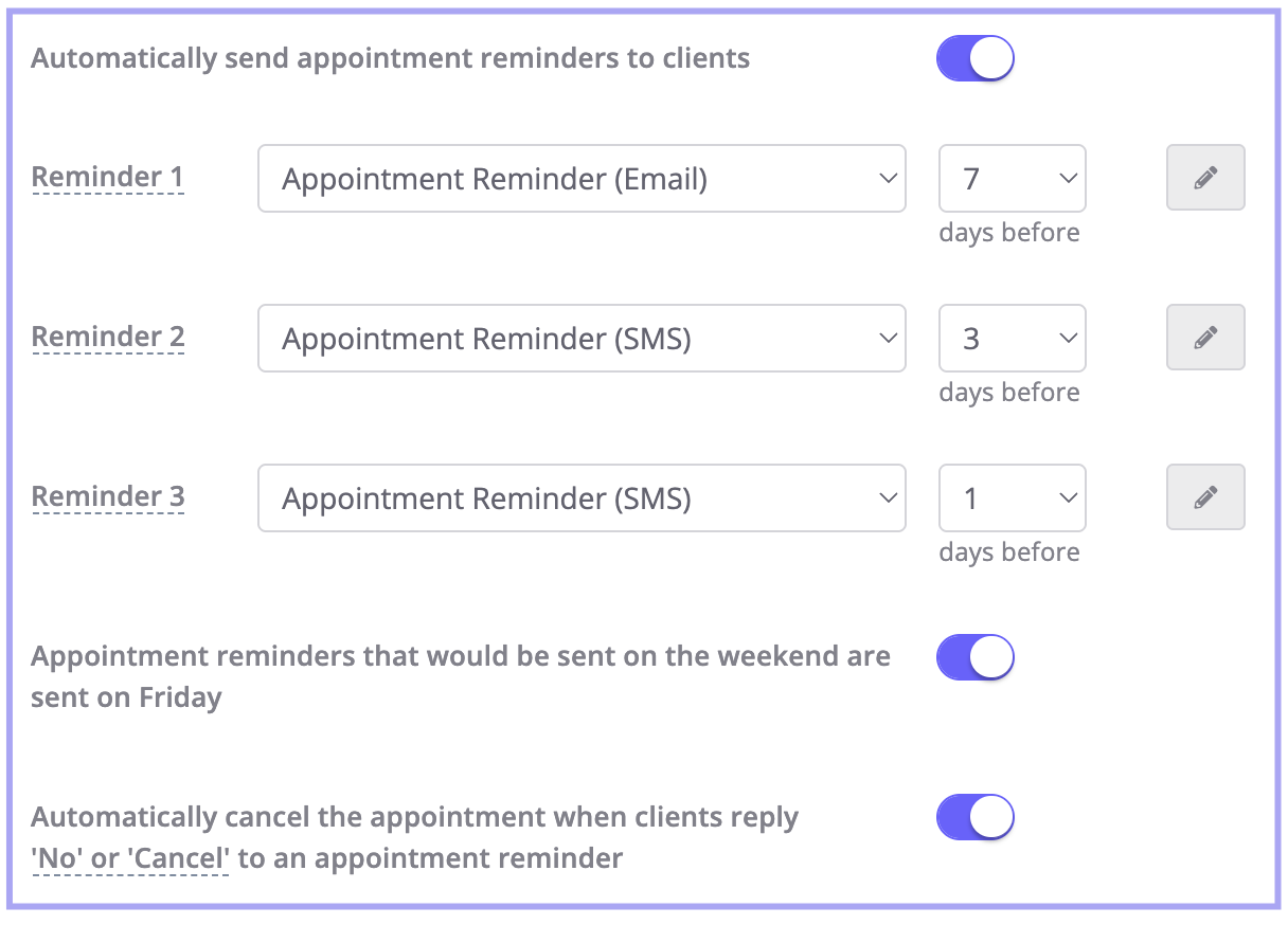 Configuring Appointment Reminders