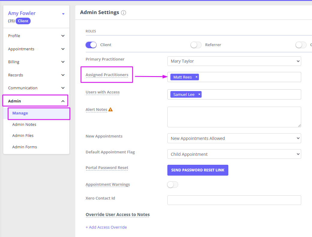 Assigning Multiple Practitioners to a Client Profile