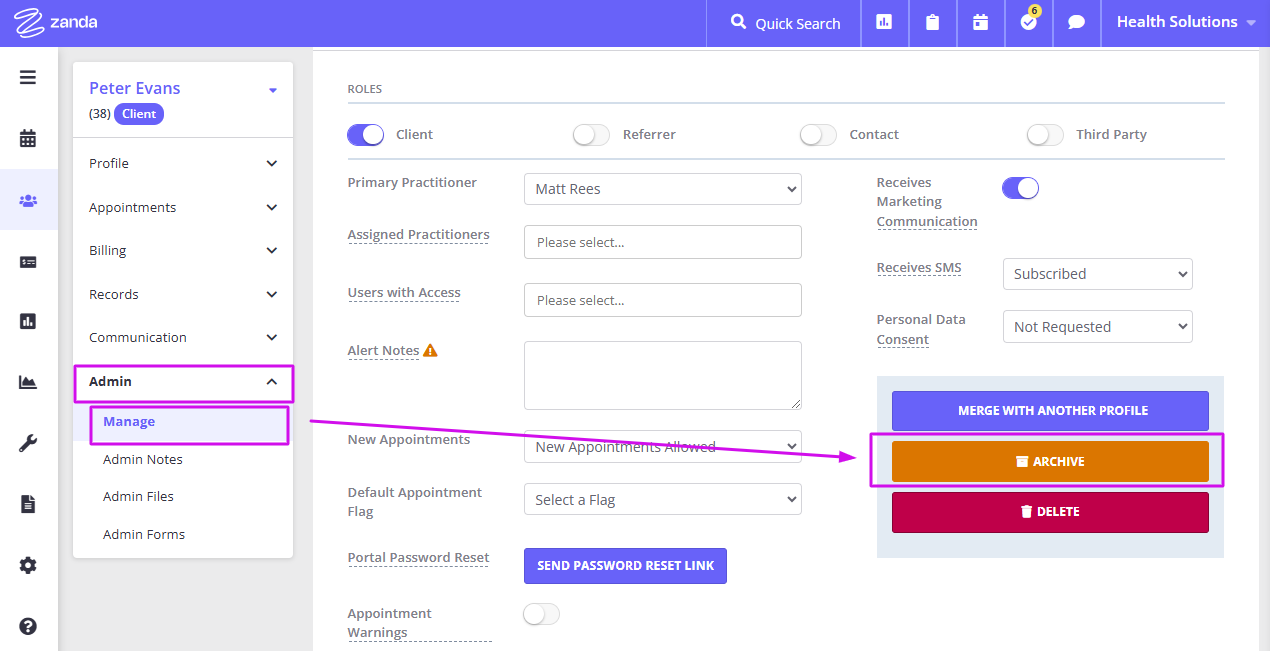 Archiving, Deleting and Restoring Clients