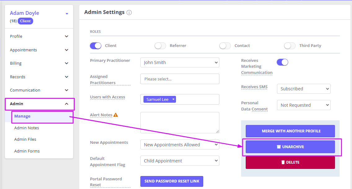 Archiving, Deleting, Unarchiving and Restoring Clients
