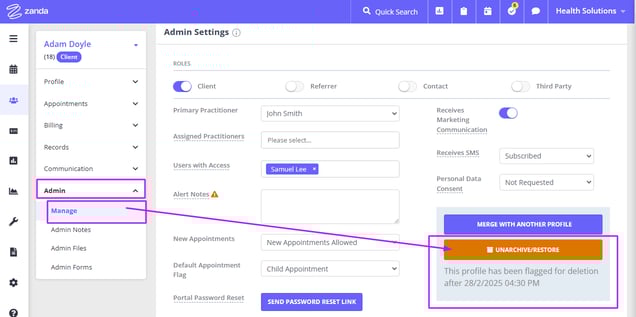 Archiving, Deleting, Unarchiving and Restoring Clients