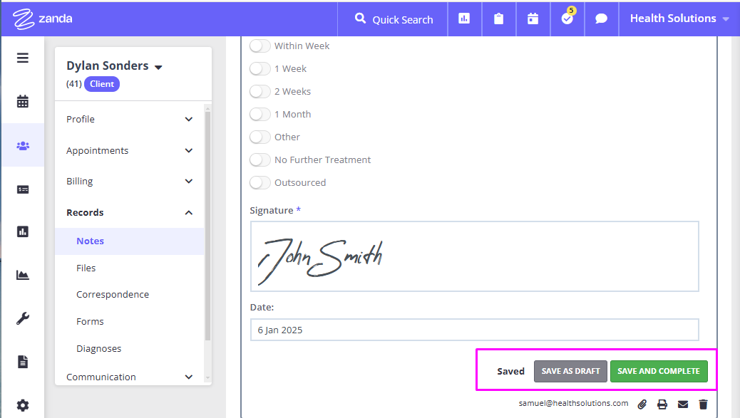 Creating and Managing Session Notes