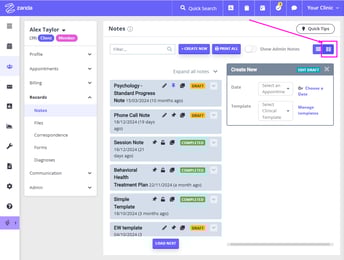 Creating and Managing Session Notes