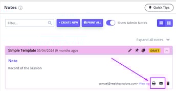 Creating and Managing Session Notes