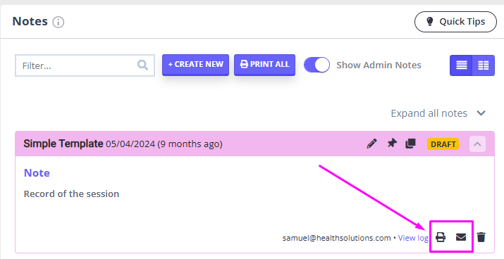 Creating and Managing Session Notes