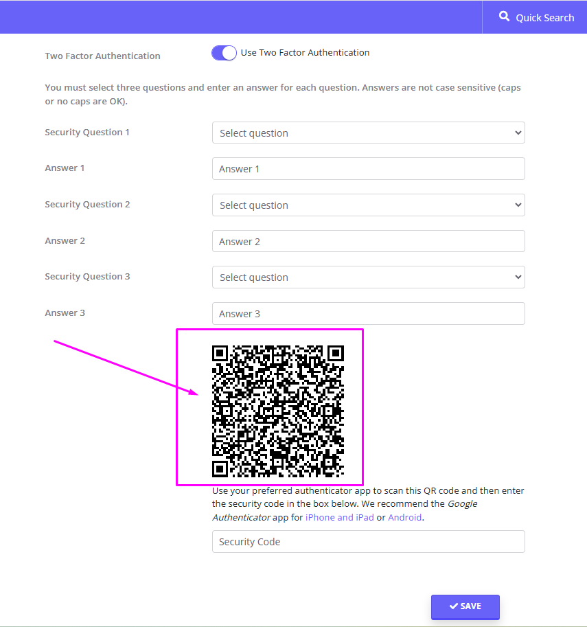 Activating Two Factor Authentication