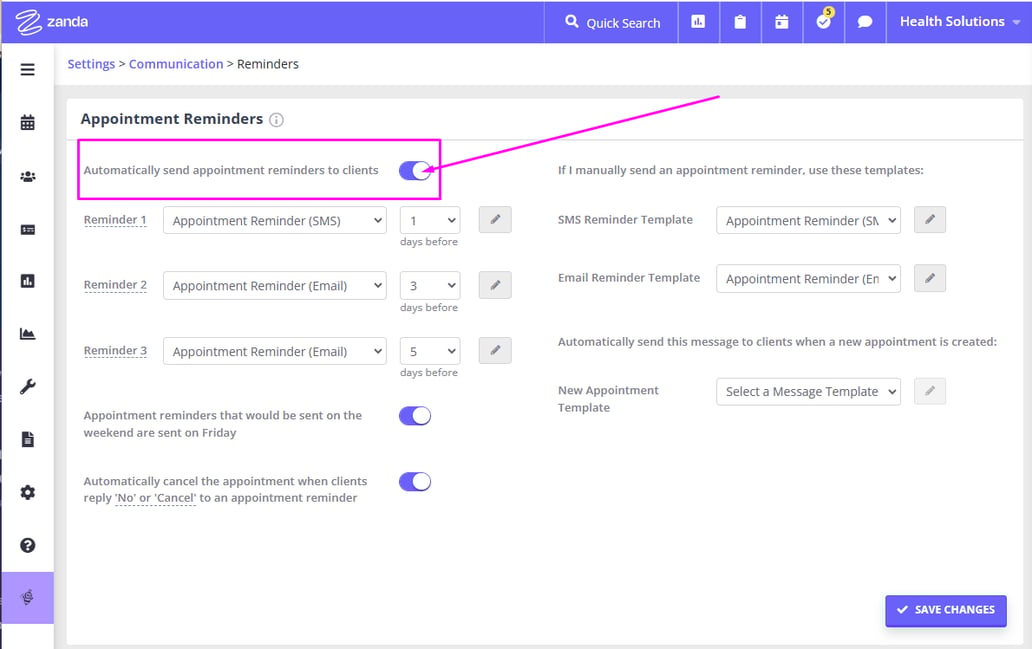 Configuring Appointment Reminders