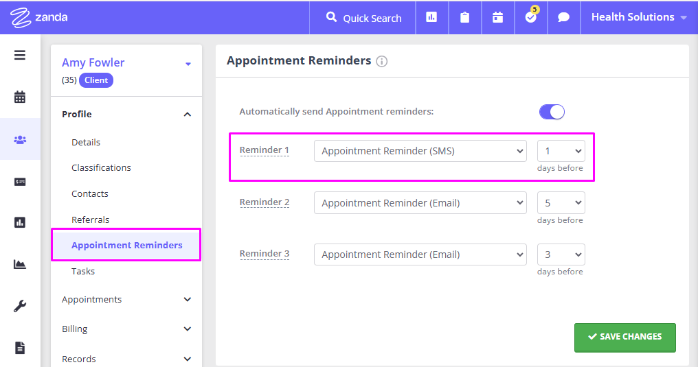 Configuring Appointment Reminders