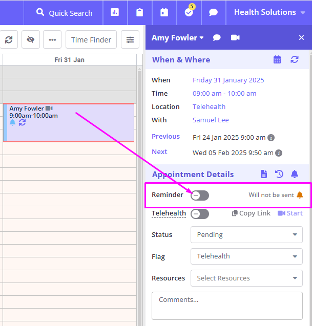 Sending Appointment Reminders Manually