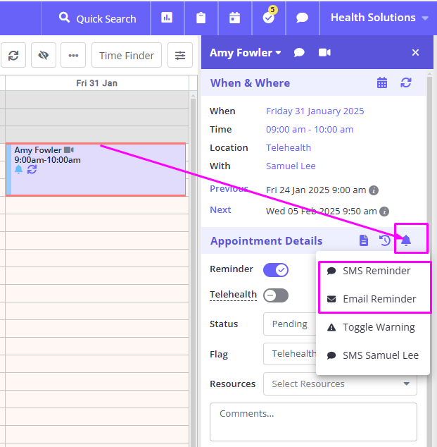 Sending Appointment Reminders Manually