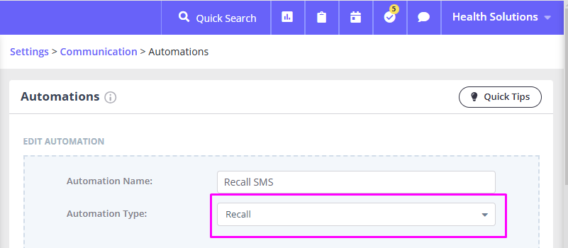 Setting Up a Recall Automation