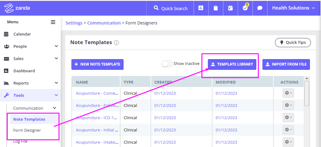 Importing Session Note and Form Templates from our Library