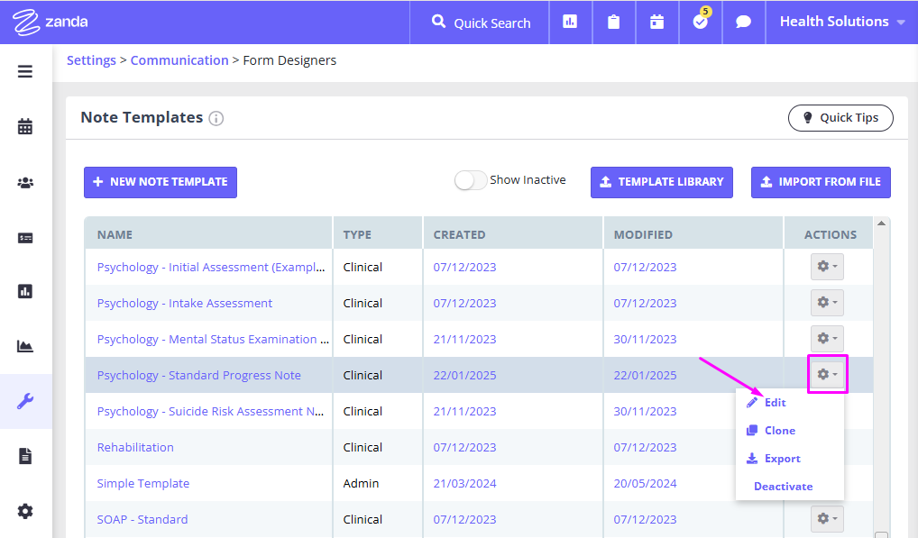 Importing Session Note and Form Templates from our Library