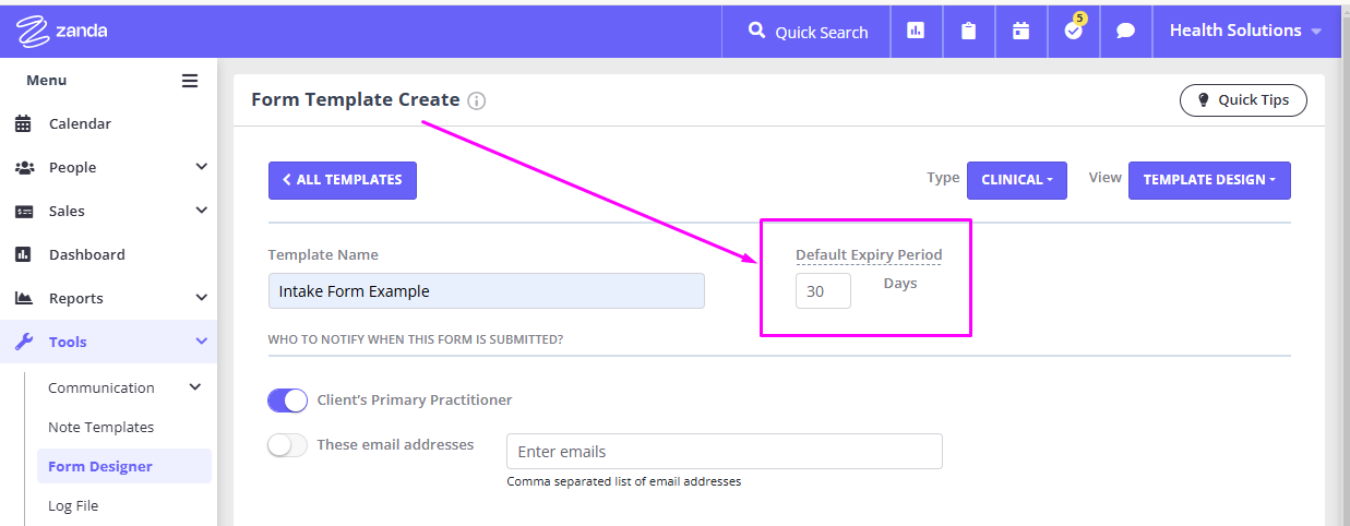 Online Form Expiry Date