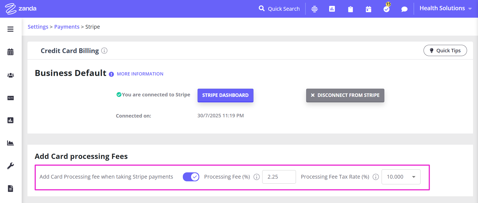 Adding Stripe Card Processing Fees to Client Payments