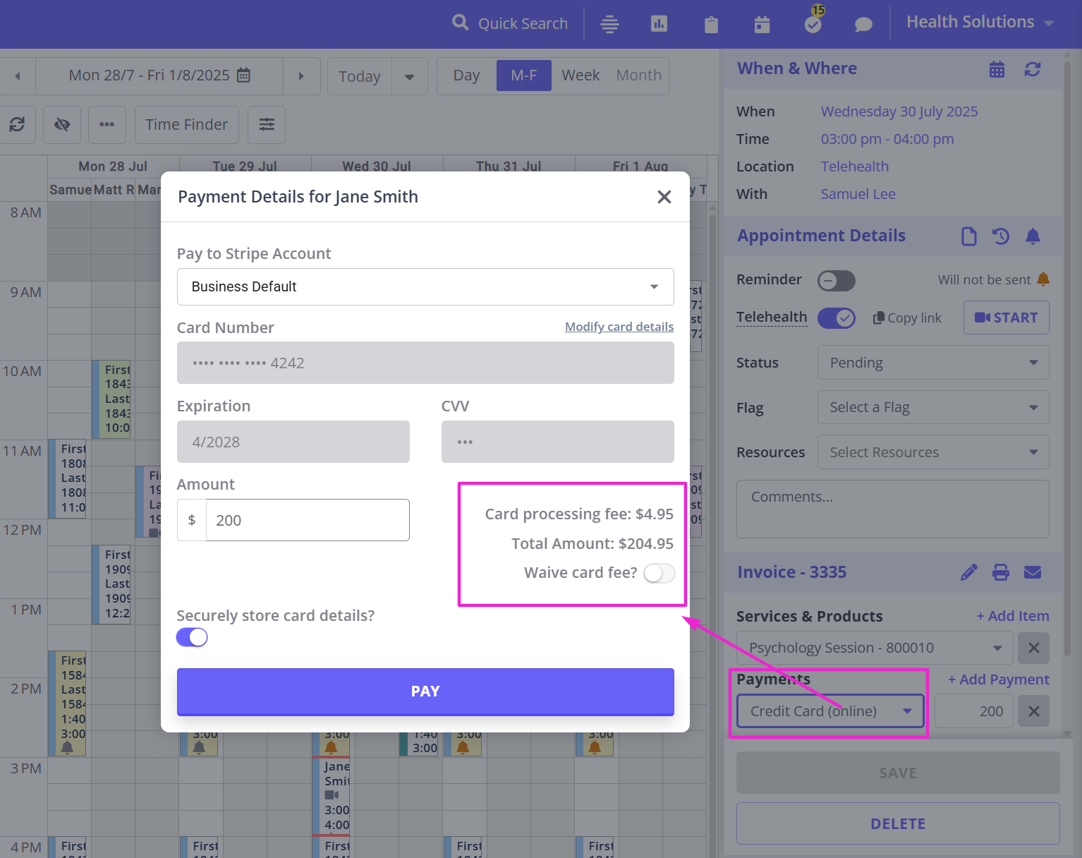 Adding Stripe Card Processing Fees to Client Payments