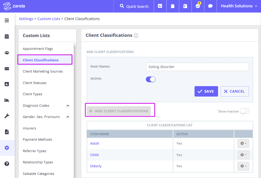 Setting Up and Using Client Classifications