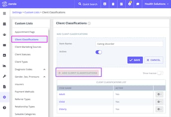 Setting Up and Using Client Classifications