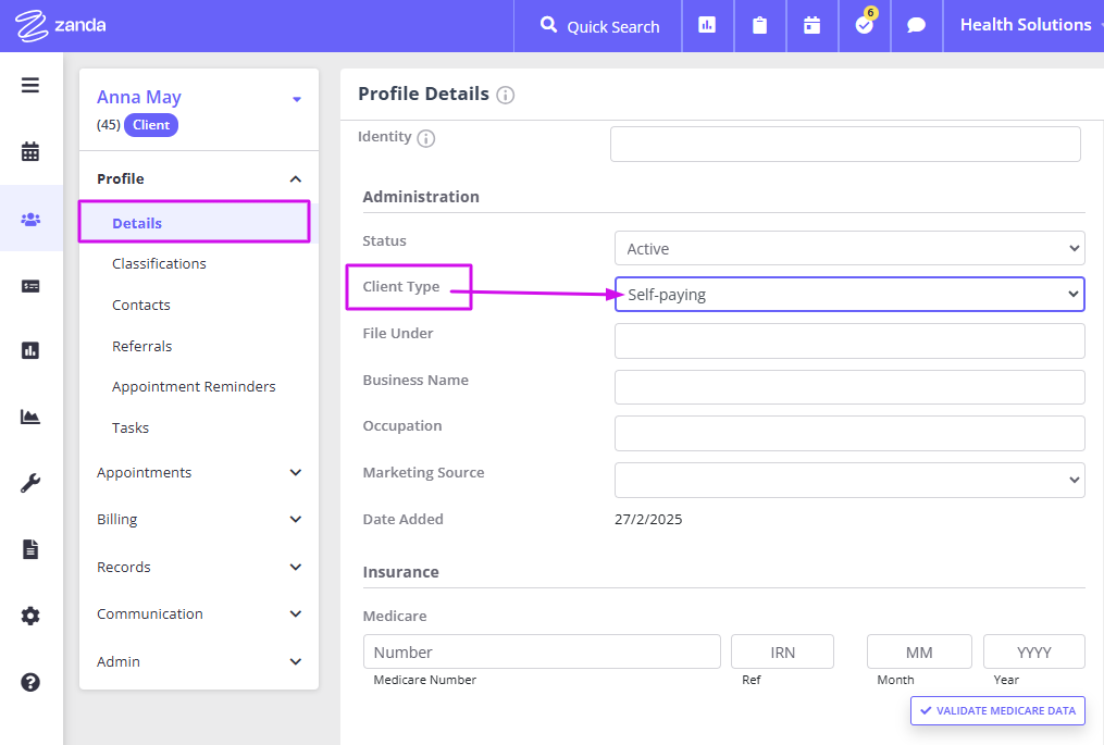 Setting Up and Allocating Client Types