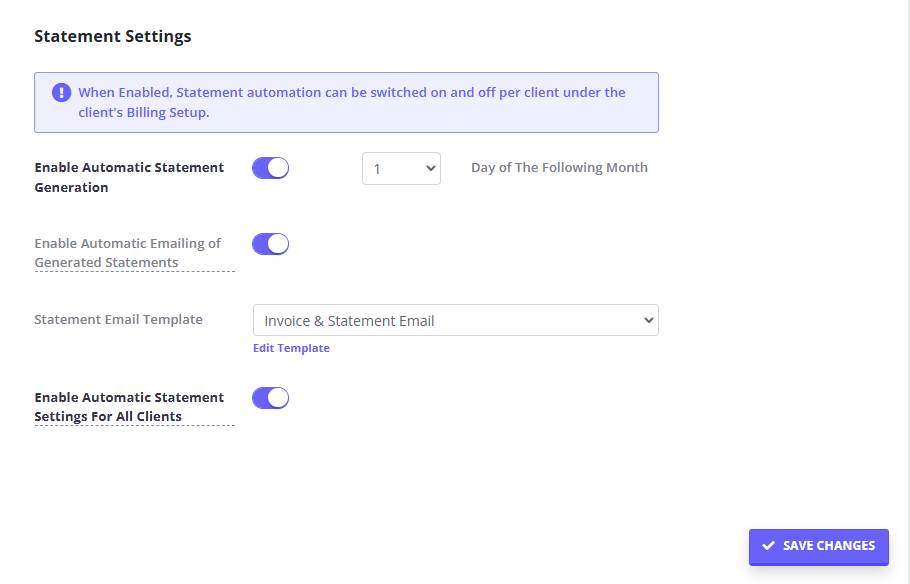 Automatic Statement Generation and Sending