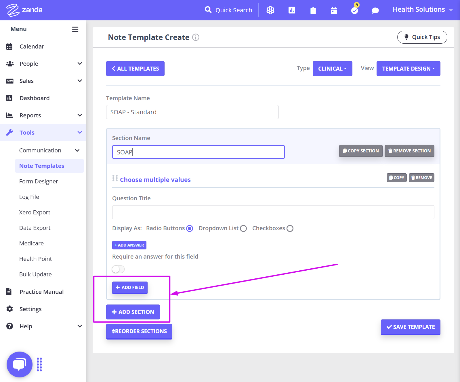 Creating a Session Note Template