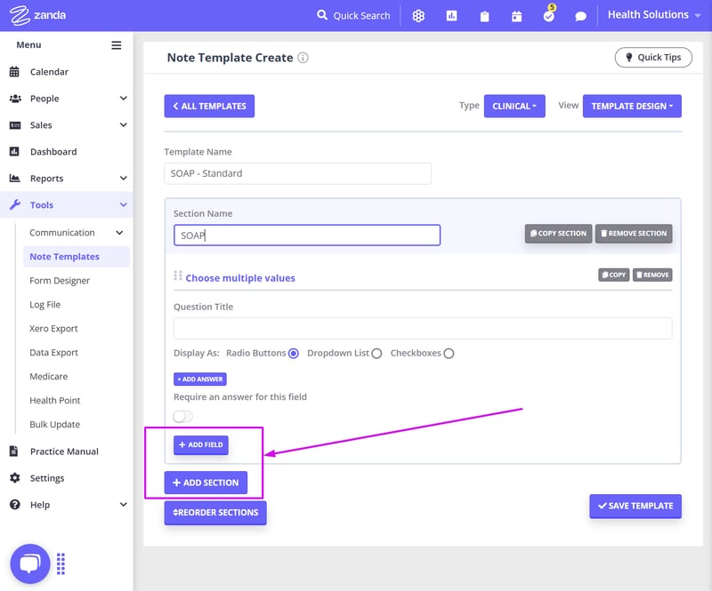 Creating a Session Note Template