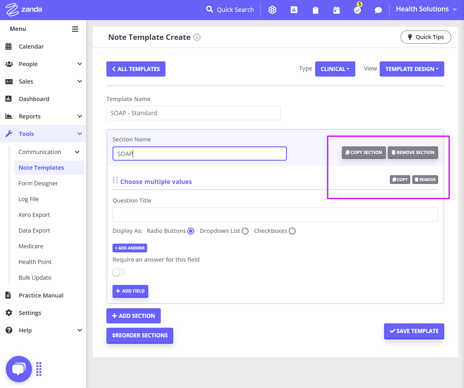 Creating a Session Note Template