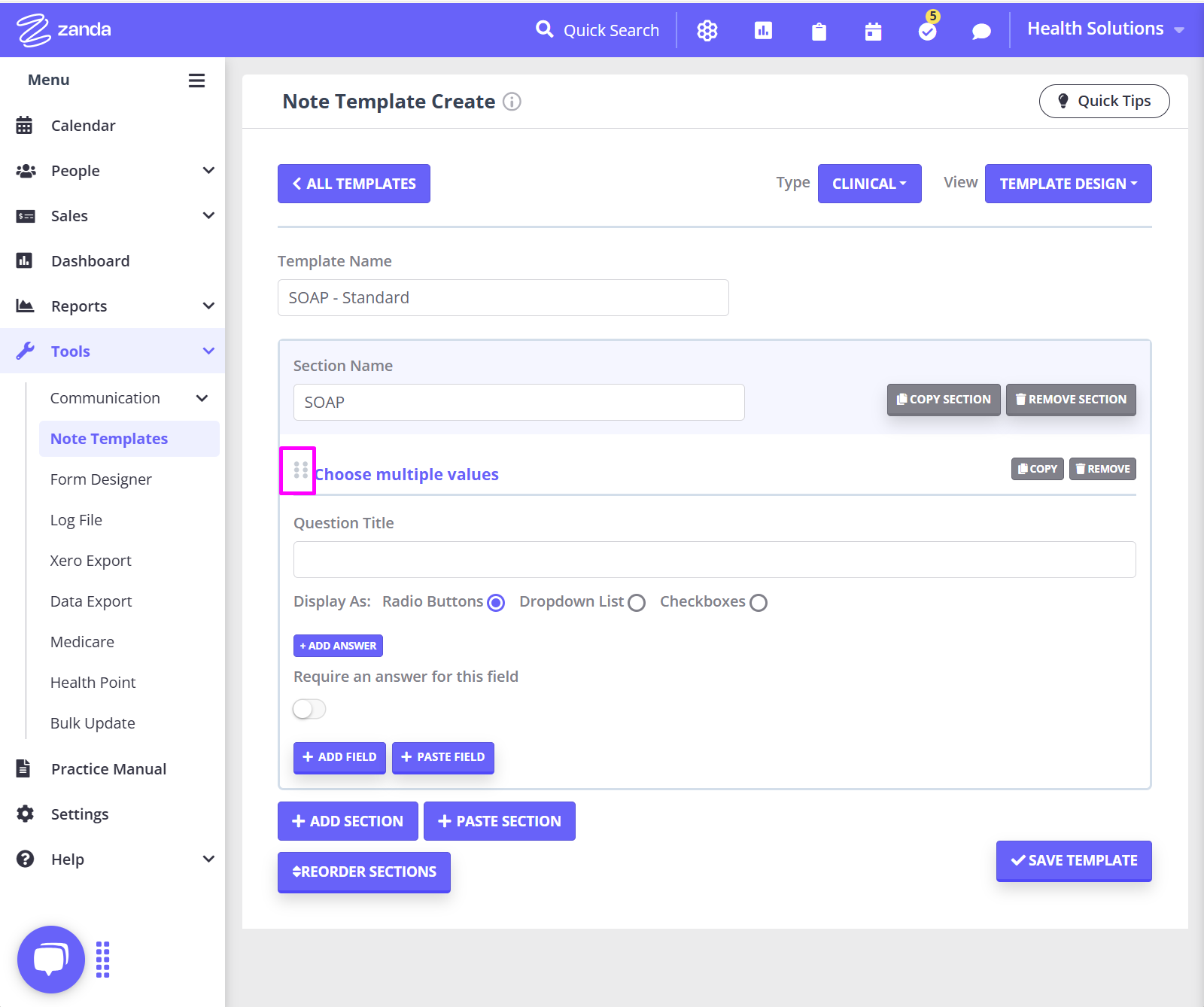 Creating a Session Note Template