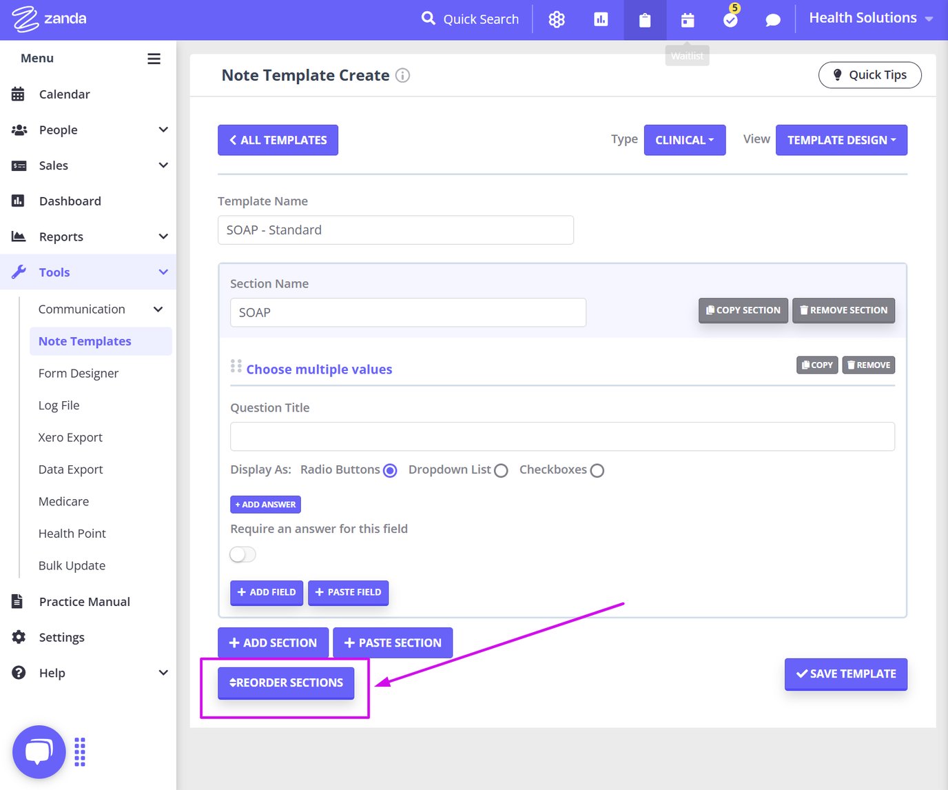 Creating a Session Note Template