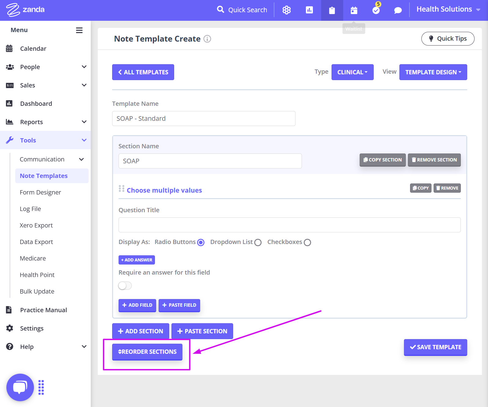 Creating a Session Note Template