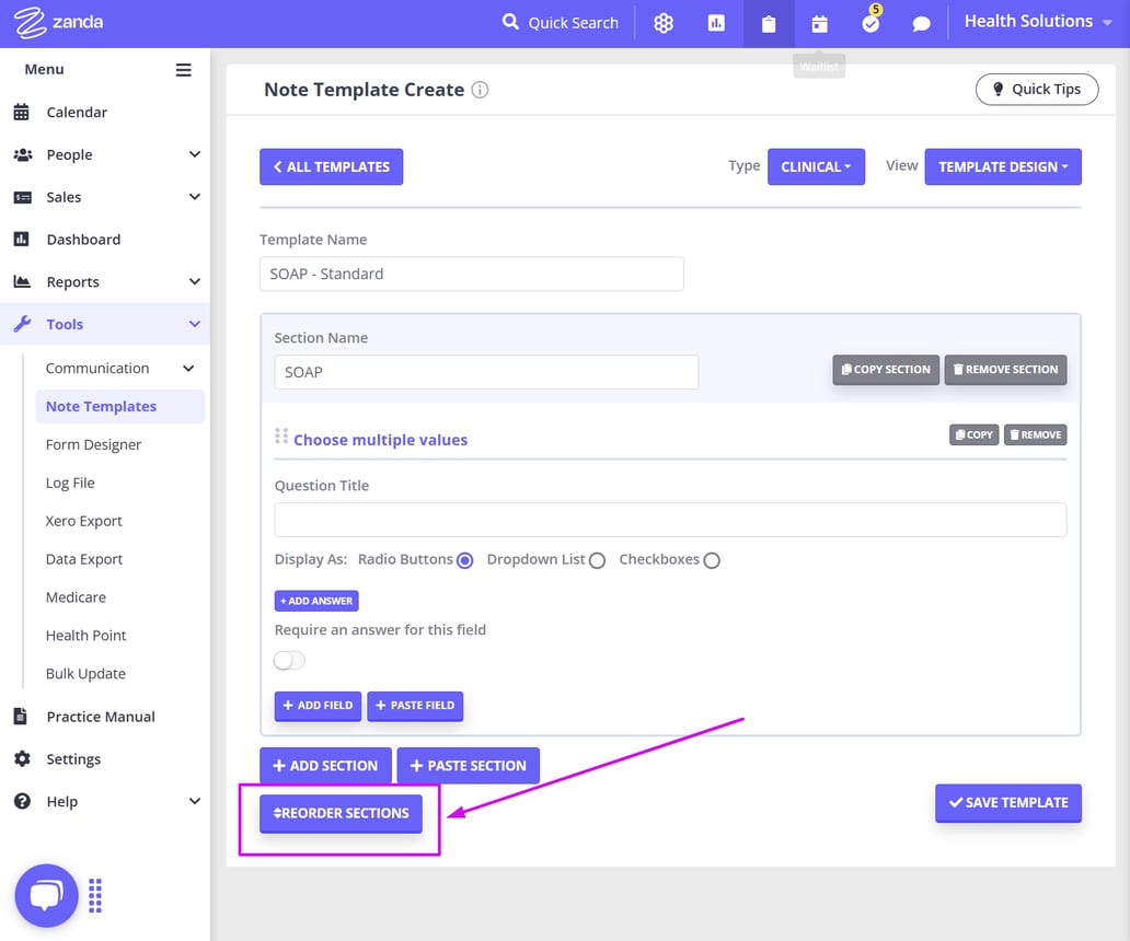 Creating a Session Note Template