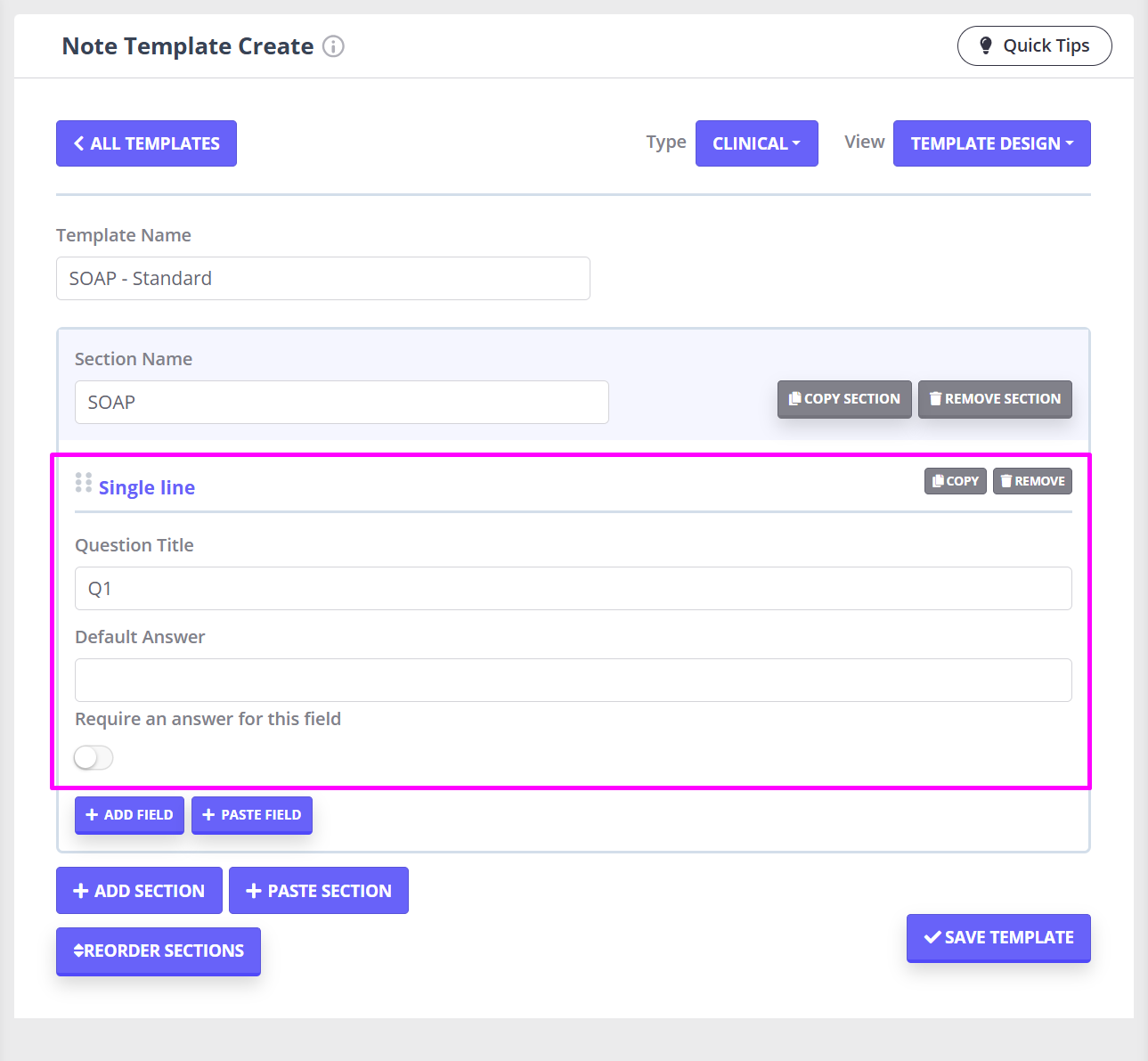 Creating a Session Note Template