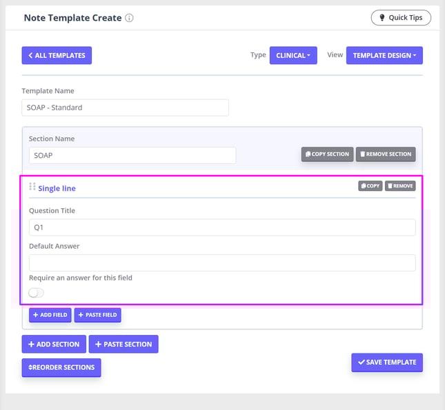 Creating a Session Note Template